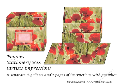 Stationery Box Kit - Poppies - CUP857197_3656 | Craftsuprint