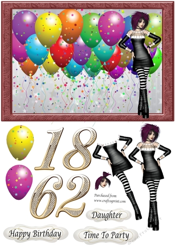 Balloons & Goth Girl, ages 16, 18, 21 - CUP878706_3656 | Craftsuprint