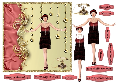 Retro Flapper 1920s square card - CUP918834_3656 | Craftsuprint