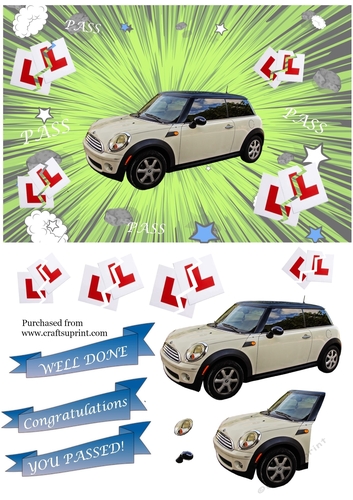 Driving Test Pass - Mini cream - CUP924853_3656 | Craftsuprint