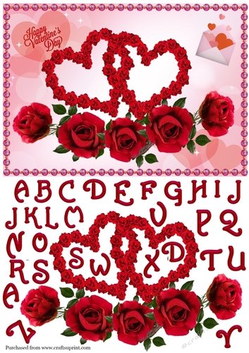 Two Valentines hearts of roses with initials - CUP946781_3656 ...