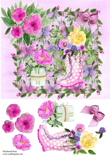 Floral square topper with Wellies - CUP952353_3656 | Craftsuprint