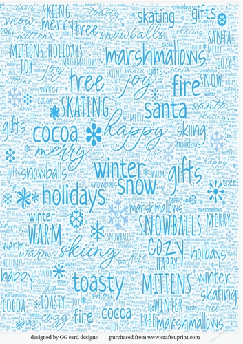 Blue Christmas word backing paper - CUP1234784_3315 | Craftsuprint