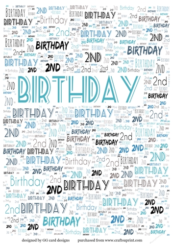 2nd birthday backing paper blue - CUP1234802_3315 | Craftsuprint