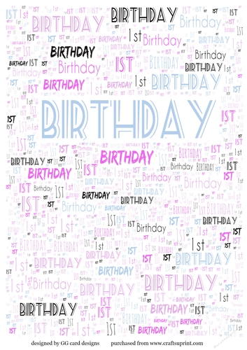 1st birthday backing paper pink - CUP1234805_3315 | Craftsuprint