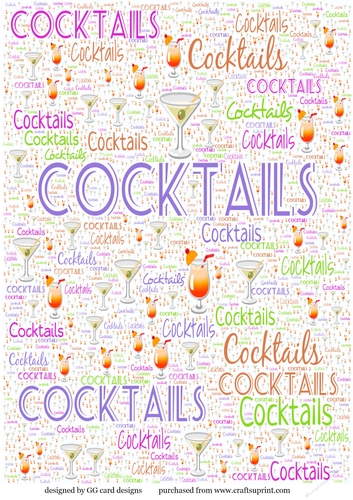 cocktails words backing paper - CUP1234819_3315 | Craftsuprint