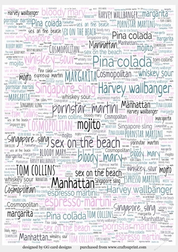 cocktails 1 words backing paper - CUP1234823_3315 | Craftsuprint