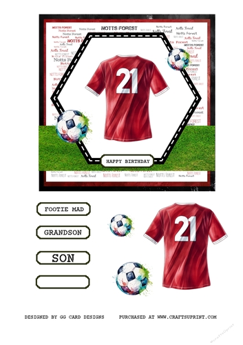 football nottingham forest birthday topper - CUP1285129_3315 | Craftsuprint