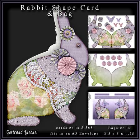 Rabbit Shape Card with Bag Roses Purple - CUP608005_2166 | Craftsuprint