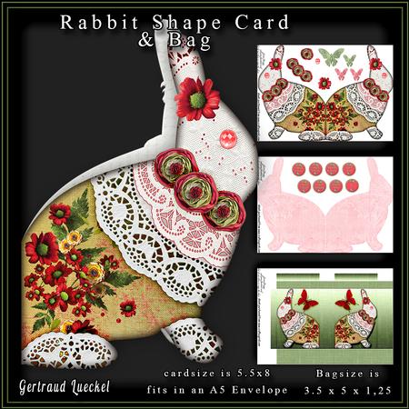 Rabbit Shape Card with Bag Red - CUP608008_2166 | Craftsuprint