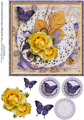 Cardtopper Singlesheet Yellow Roses 101 - CUP619679_2166 | Craftsuprint