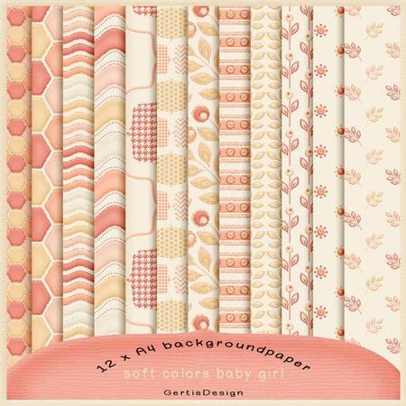 Soft Colors Baby Girl Backingpaper Kit 153 - CUP671449_2166 | Craftsuprint