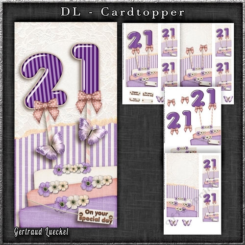 Vintage DL 21th light purple Birthday Topper Cardkit 1294 - CUP809177 ...