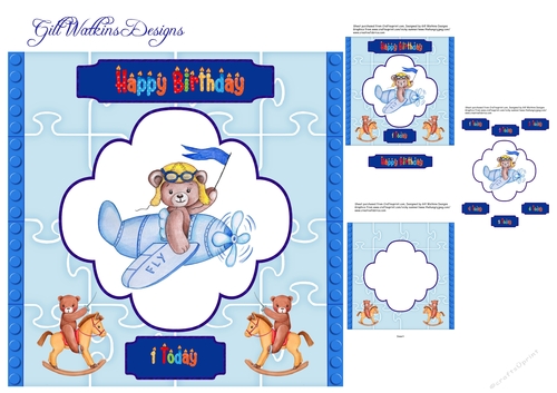 Flying Teddy Age Card 1 - 6 boy - CUP1096505_90182 | Craftsuprint