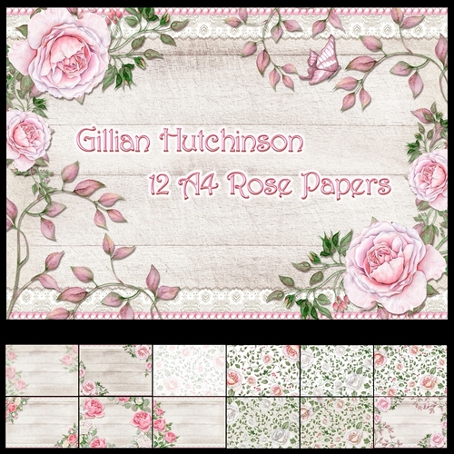 Pink and White Rose Papers - CUP727496_1443 | Craftsuprint