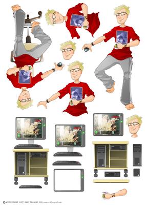 Computer Whizz (red) Decoupage Sheet. - CUP108343_437 | Craftsuprint