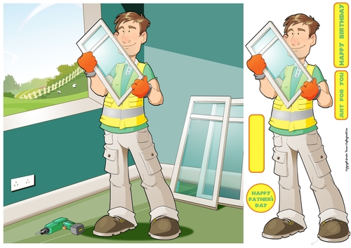 Window Fitter Dude 8x8 Quick Card - CUP1171652_437 | Craftsuprint