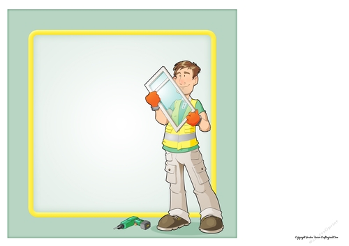 Window Fitter Dude 8x8 Quick Card Insert - CUP1171653_437 | Craftsuprint