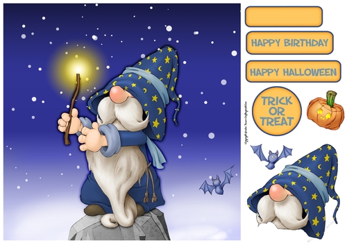 Halloween Wizard Gnome 8x8 Quick Card - CUP1174505_437 | Craftsuprint