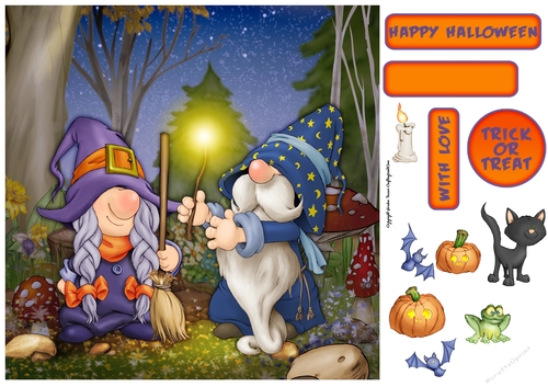 Halloween Witch and Wizard Gnome 8x8 Quick Card - CUP1175572_437 ...