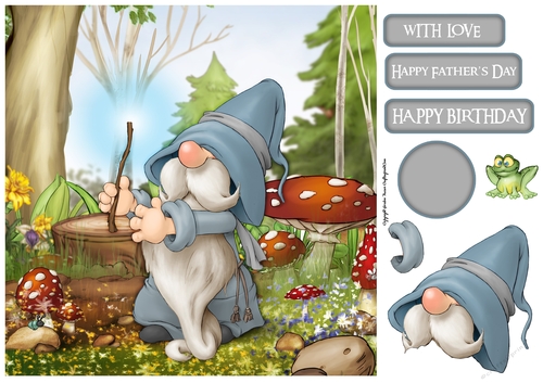 Grey Wizard Gnome 8x8 Quick Card - CUP1179076_437 | Craftsuprint
