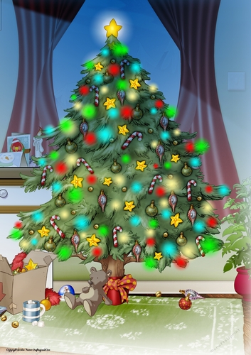Cute Christmas Tree Scene (Pod Pig) - CUP1187348_437 | Craftsuprint