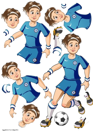 Womens Football Dudess Blue Strip Decoupage Sheet - CUP1207142_437 ...