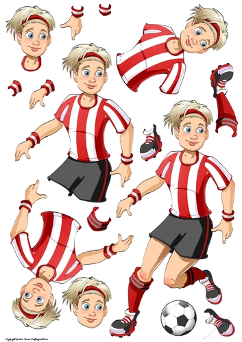 Womens Football Dudess Red, White Strip Decoupage Sheet - CUP1223626 ...
