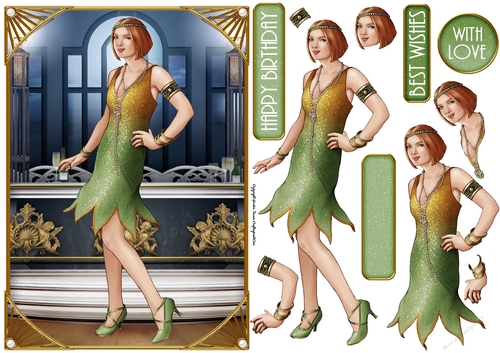 Art Deco Lady Arabella (Green) - CUP1258396_437 | Craftsuprint