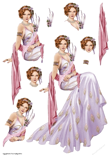Art Deco Lady Lola Decoupage Sheet Lilac - CUP1324500_437 | Craftsuprint