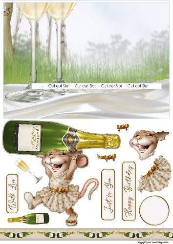 Mrs Champagne Mouse Slider Card - CUP1380667_437 | Craftsuprint