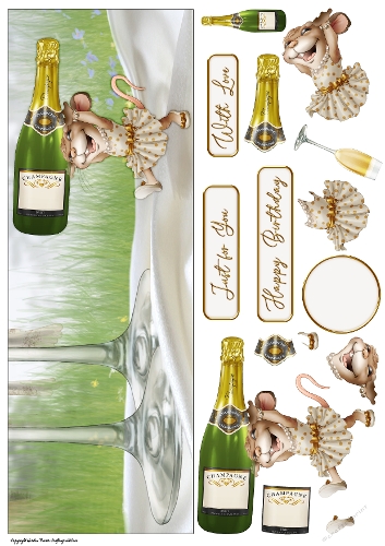 Mrs Champagne Mouse Large Horizontal DL - CUP1381995_437 | Craftsuprint