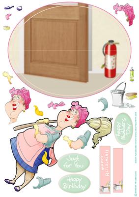 Cleaning Lady Wobble Card. - CUP148662_437 | Craftsuprint