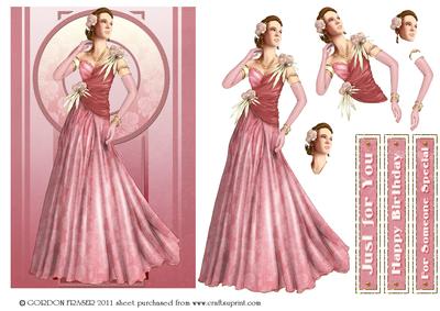 Art Deco Lady Rose (pink) - CUP205130_437 | Craftsuprint