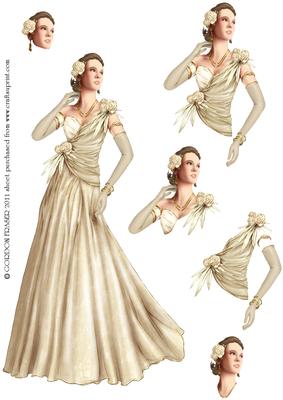 Art Deco Lady Rose (cream) Decoupage Sheet - CUP205239_437 | Craftsuprint