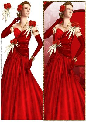 Art Deco Lady Rose (red) Large Dl - CUP207859_437 | Craftsuprint