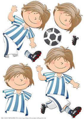Mini Dude Footballer Blue Decoupage Sheet - CUP307127_437 | Craftsuprint