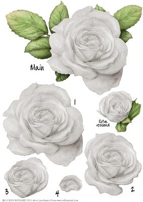 Silver Rose Decoupage Sheet - CUP378392_437 | Craftsuprint