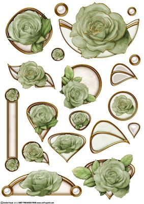Rose Embellishment Sheet (green) - CUP399173_437 | Craftsuprint