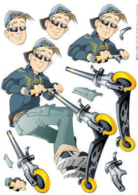 Scooter Dude Blue Decoupage Sheet - CUP404617_437 | Craftsuprint