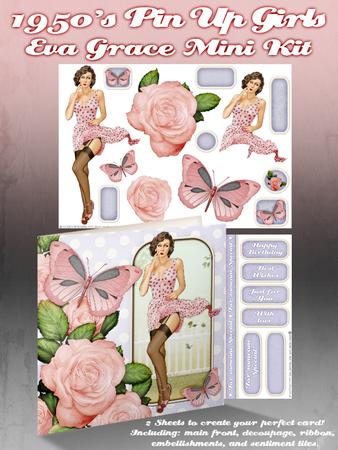 1950's Pin Up Girl Eva Grace Mini Kit (pink) - CUP420880_437 | Craftsuprint