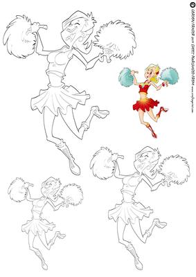 Cheerleader Dudess Digital Stamp - CUP587153_437 | Craftsuprint