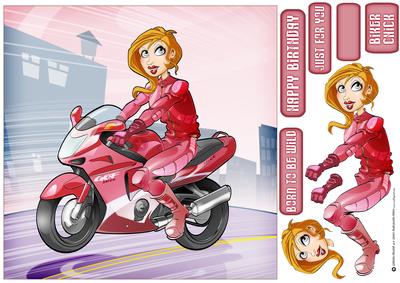 Biker Chick Pink 8x8 Quick Card - CUP607927_437 | Craftsuprint