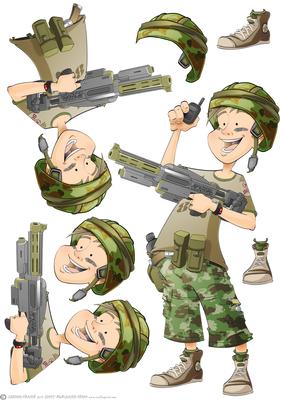 Mini Army Dude Decoupage Sheet - CUP634355_437 | Craftsuprint