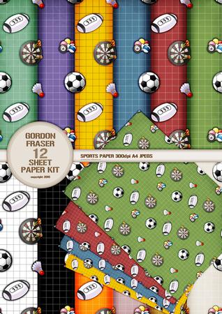 12 Sheet Sports Paper Kit - CUP643526_437 | Craftsuprint