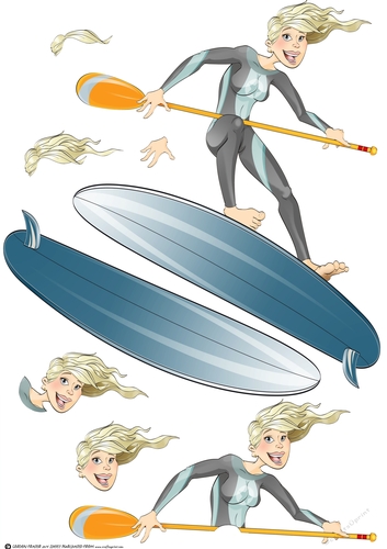 Paddle Surf Dudess Decoupage Sheet - CUP750790_437 | Craftsuprint