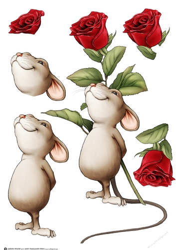 Valentines Rose Mouse Decoupage Sheet - CUP767042_437 | Craftsuprint