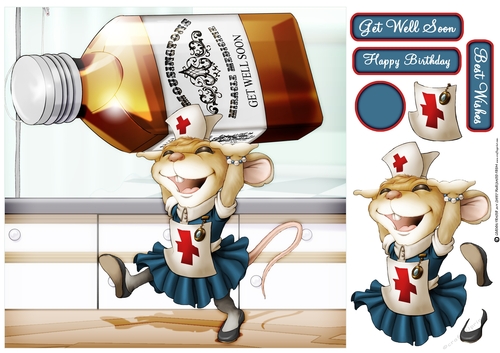 Nurse Mouse Get Well Soon 8x8 Quick Card - CUP946396_437 | Craftsuprint