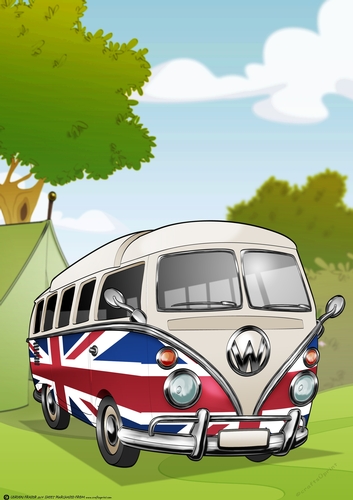 Camper Van Union Jack A4 - CUP956705_437 | Craftsuprint