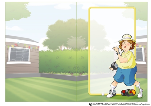 Lawn Bowls Lady 2 Blue and Yellow Insert - CUP958229_437 | Craftsuprint